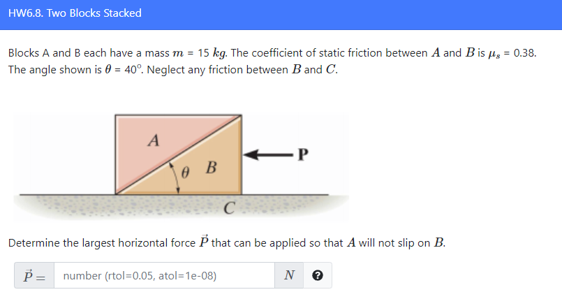 Solved HW6.8. Two Blocks Stacked Blocks A and B each have a | Chegg.com