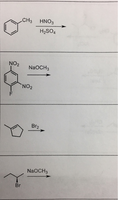 Solved CH3 HNO3 H2SO4 NO2 NaOCH3 NO2 Br2 NaOCH3 Br | Chegg.com