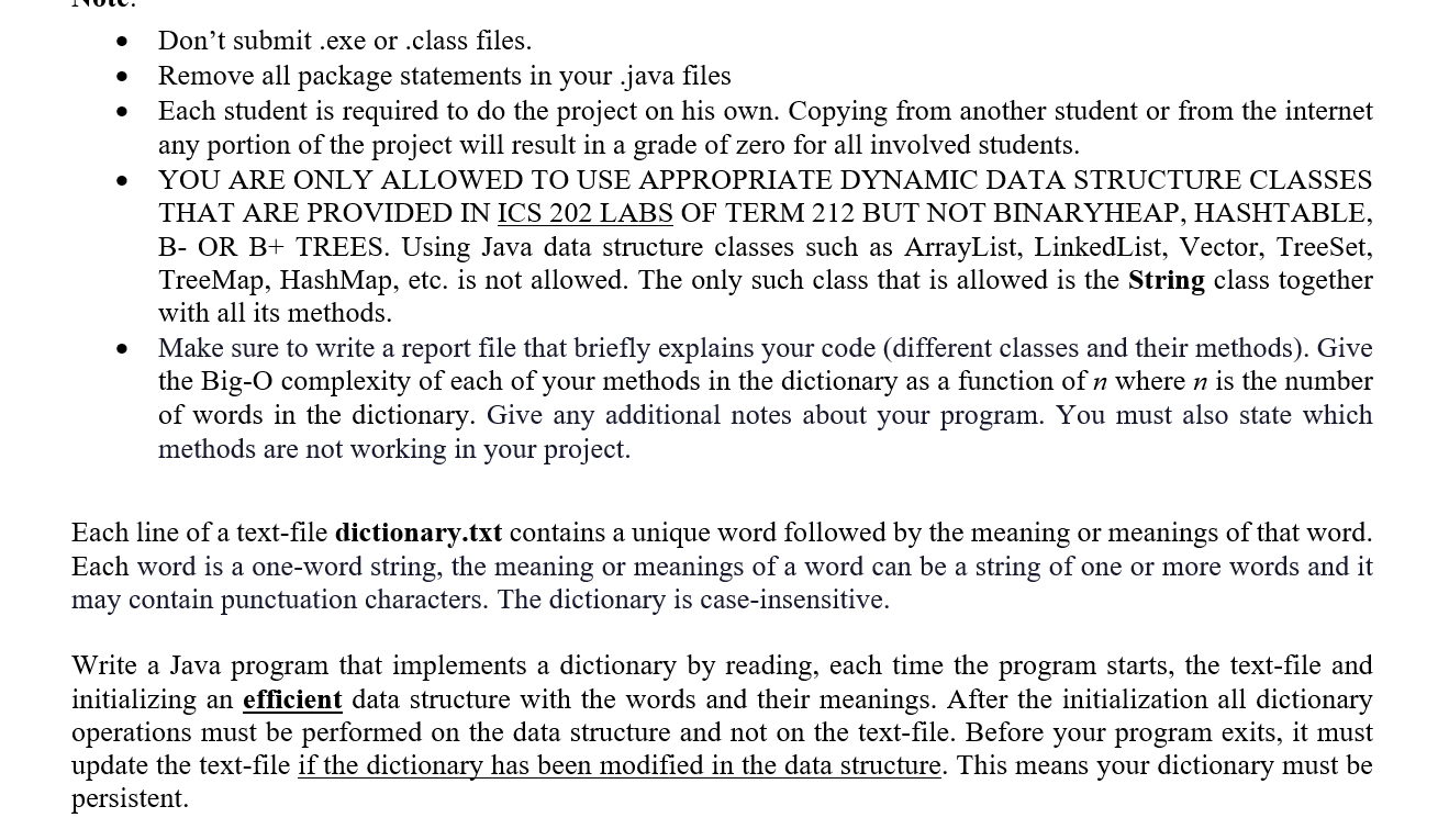 Solved . . . . Don't submit .exe or .class files. Remove all | Chegg.com