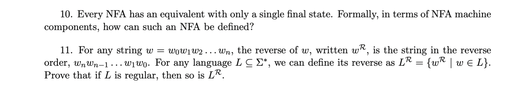 Solved 10. Every NFA has an equivalent with only a single | Chegg.com