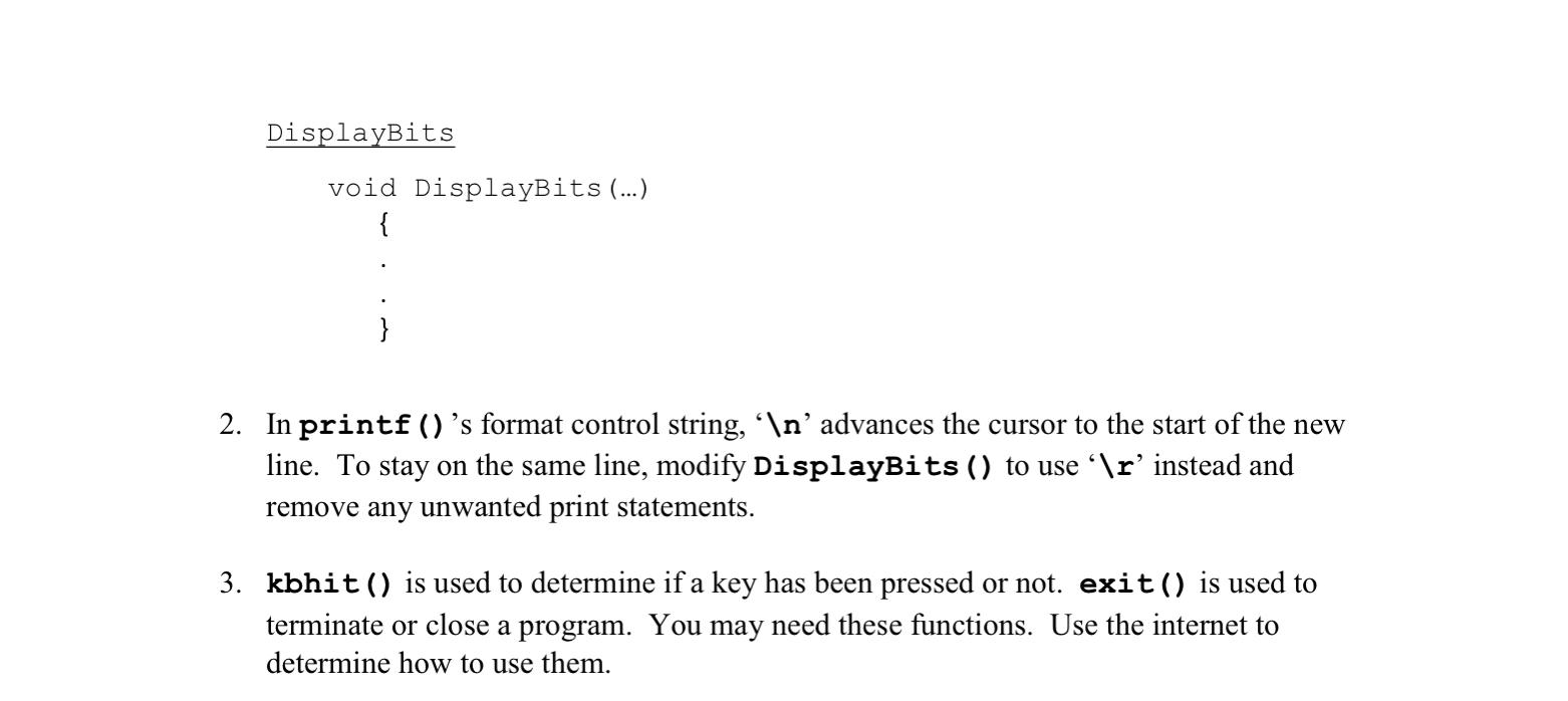 Solved Lab 9 Bit Manipulation, Sleep and Beep • In this lab, | Chegg.com