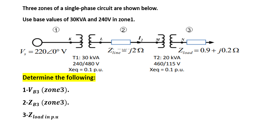 Solved Three zones of a single-phase circuit are shown | Chegg.com
