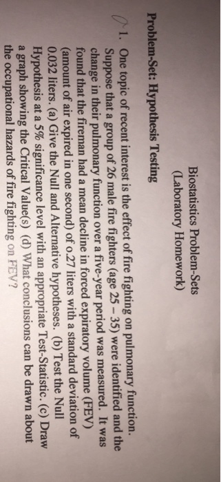Solved Biostatistics Problem-Sets (Laboratory Homework) | Chegg.com