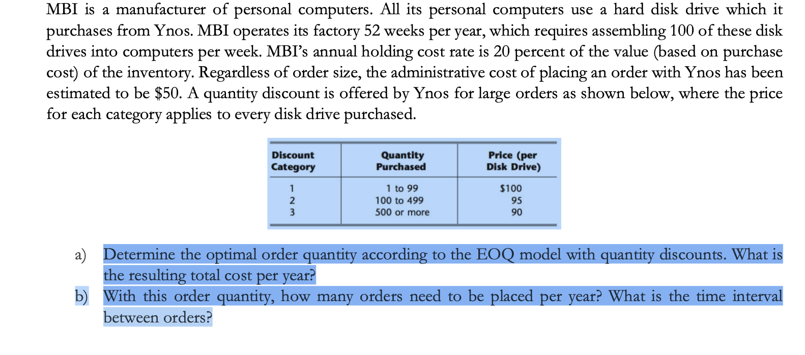 Solved MBI is a manufacturer of personal computers. All its | Chegg.com