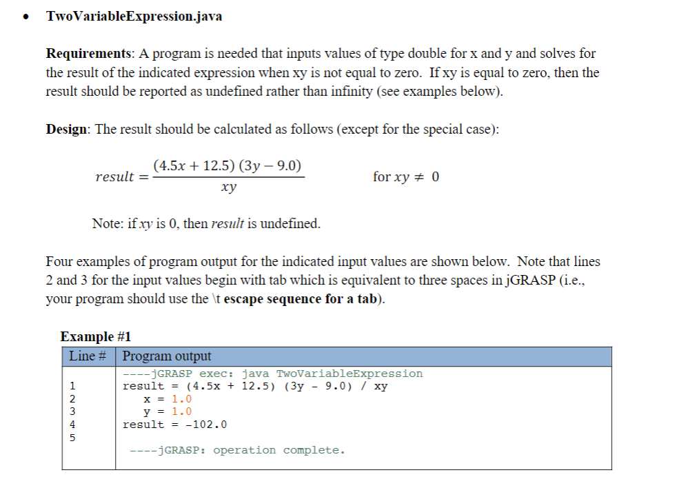 Solved TwoVariableExpression.java Requirements: A program is | Chegg.com