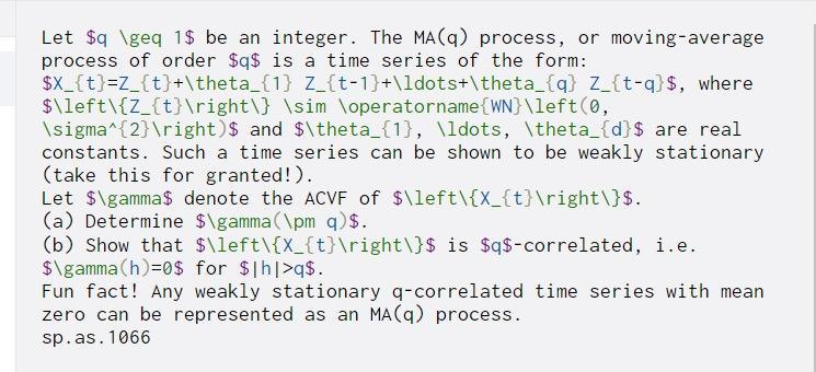 Solved Let $q \geq 1$ be an integer. The MA(q) process, or | Chegg.com
