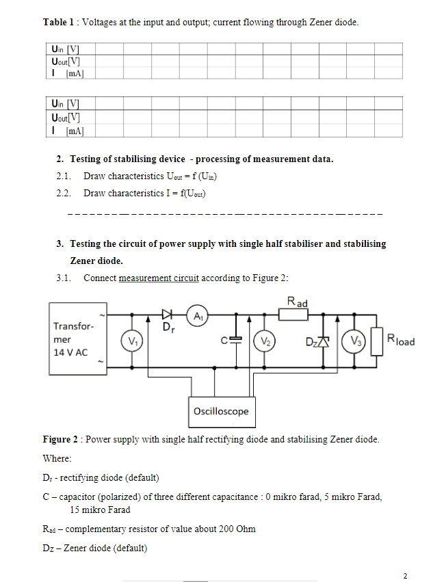 Table 1 : Voltages at the input and output; current | Chegg.com