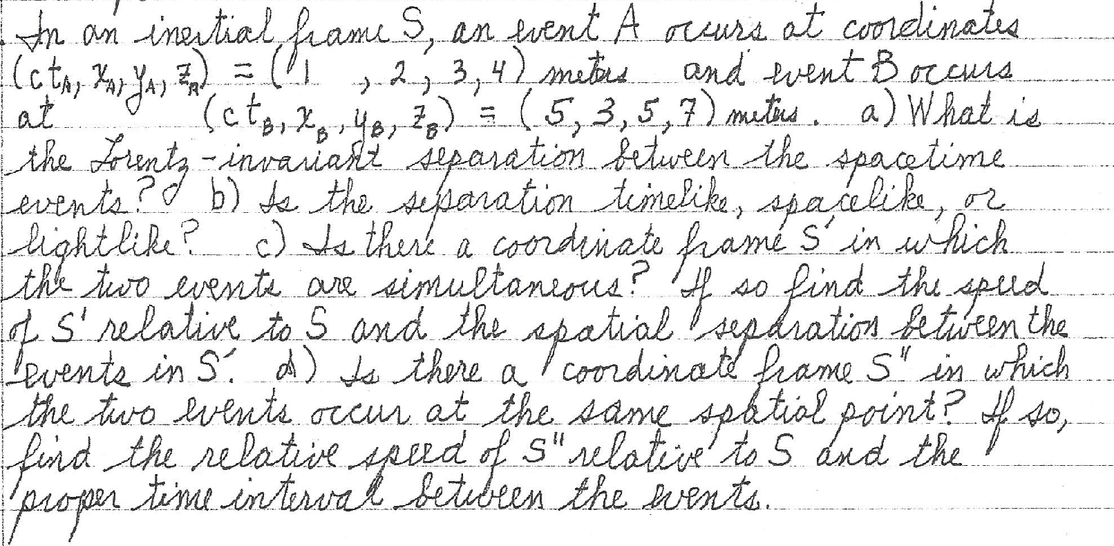 Solved In an inertial frame S, an event A occurs at | Chegg.com