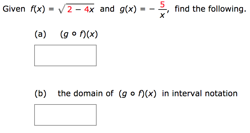 Solved Given f(x)= V 2-4x and g(x)--find the following. (a) | Chegg.com