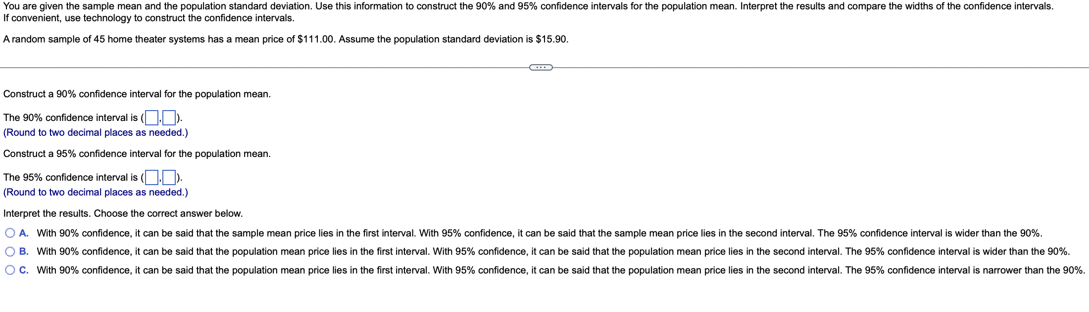 Solved If convenient, use technology to construct the | Chegg.com
