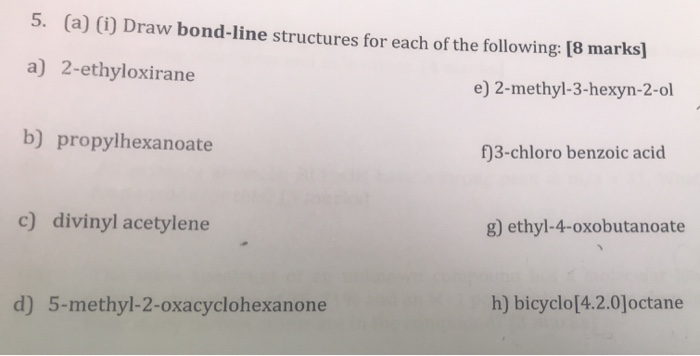 Solved 5. (a) (i) Draw bond-line structures for each of the | Chegg.com