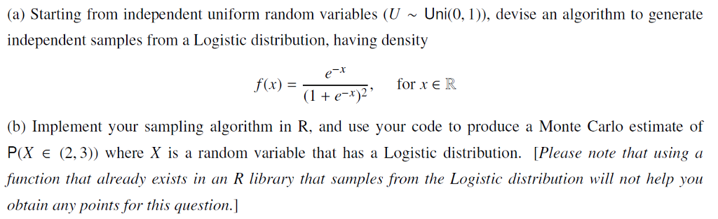Solved (a) Starting from independent uniform random | Chegg.com