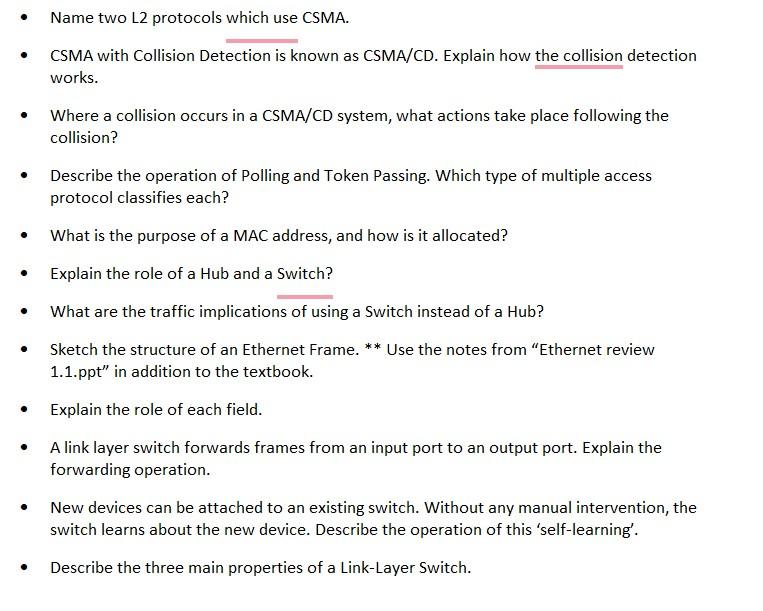 Solved - Name two L2 protocols which use CSMA. - CSMA with | Chegg.com