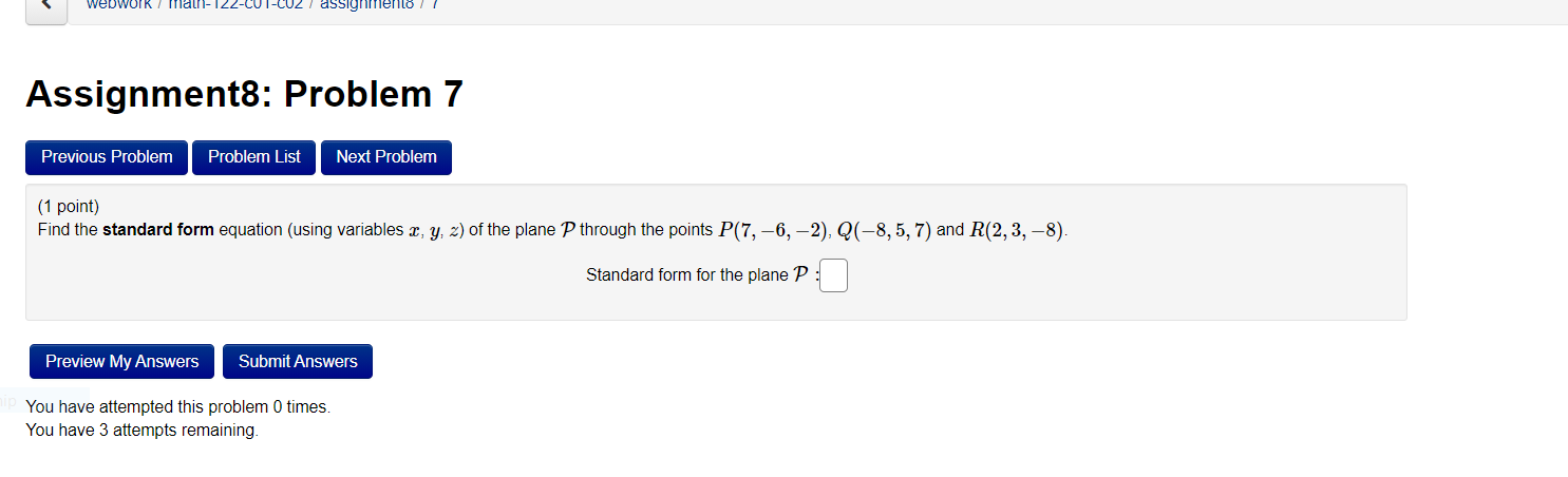 Solved webwork mau assignmenilo Assignment8: Problem 7 | Chegg.com