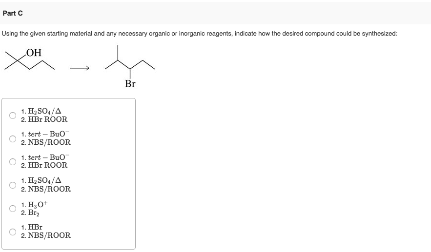 Solved Part A Using the given starting material and any | Chegg.com