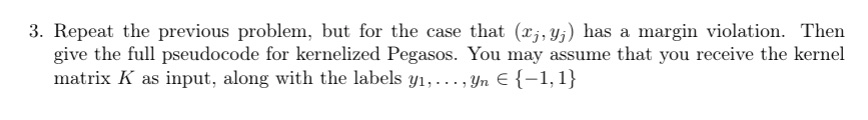 Solved 4 Kernelized Pegasos Recall the SVM objective | Chegg.com