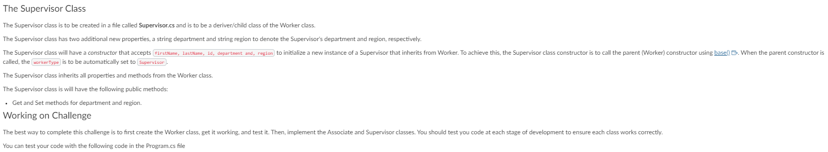 Solved Create a program in C\# called InheritanceChallenge | Chegg.com