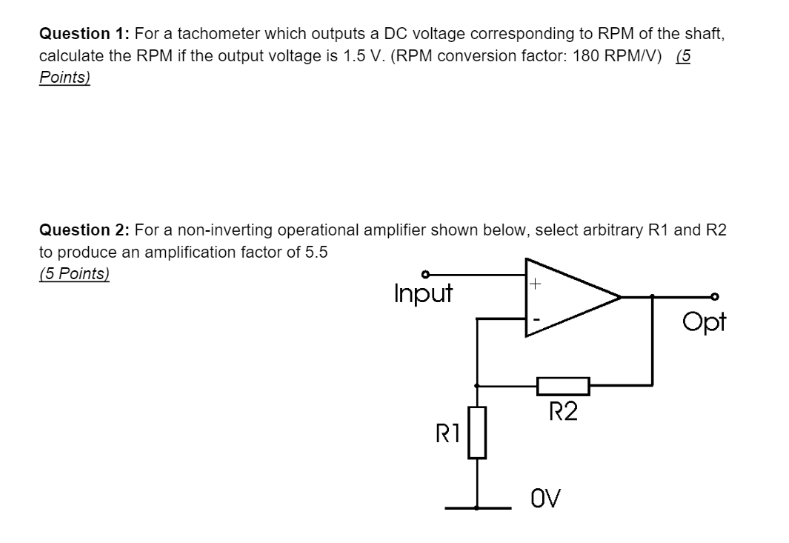 Solved Question 1: For a tachometer which outputs a DC | Chegg.com