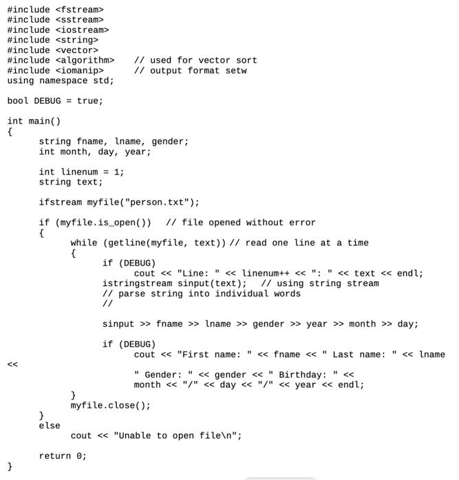 Solved Lab 8 - Read File This lab will read a file, | Chegg.com
