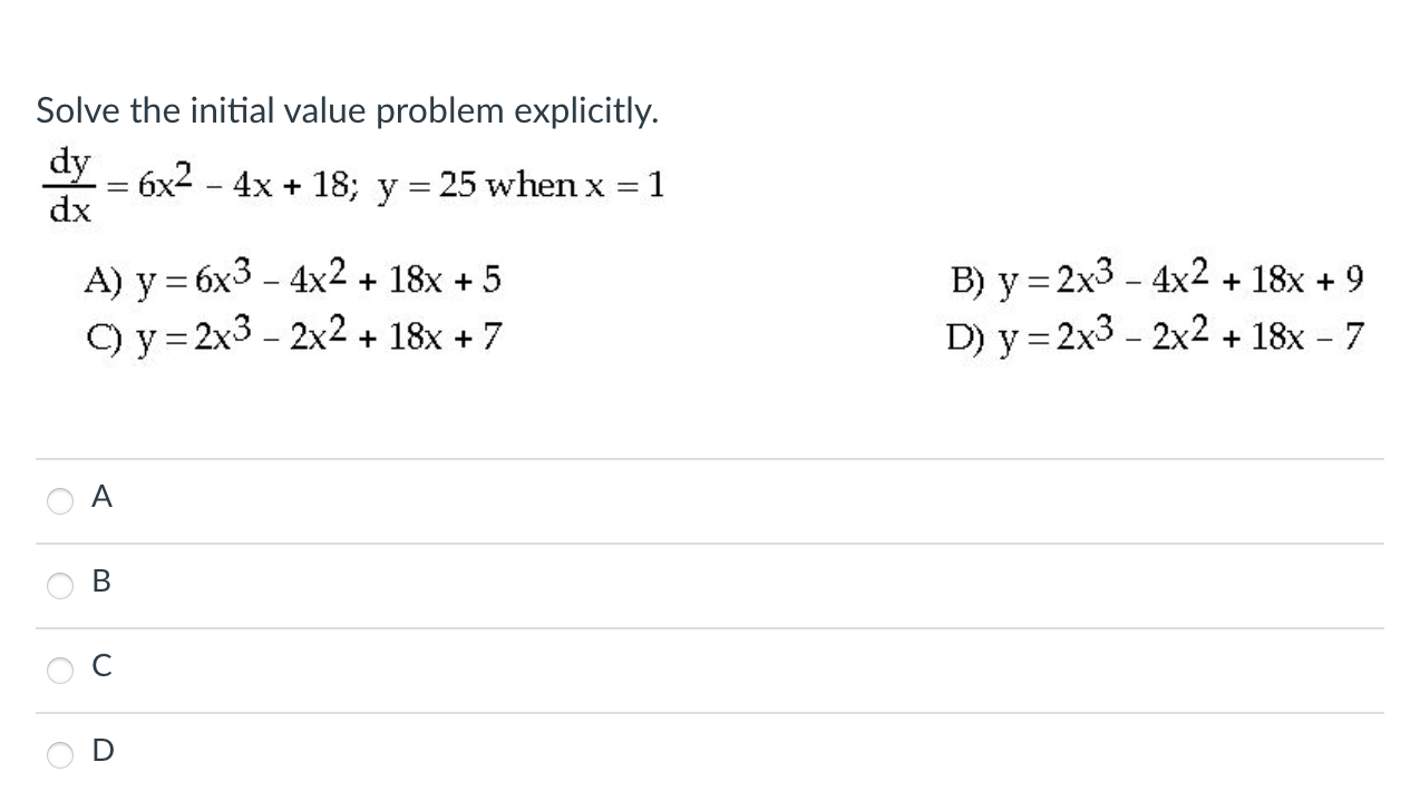 Solved Solve the initial value problem explicitly. dy 6x2 - | Chegg.com