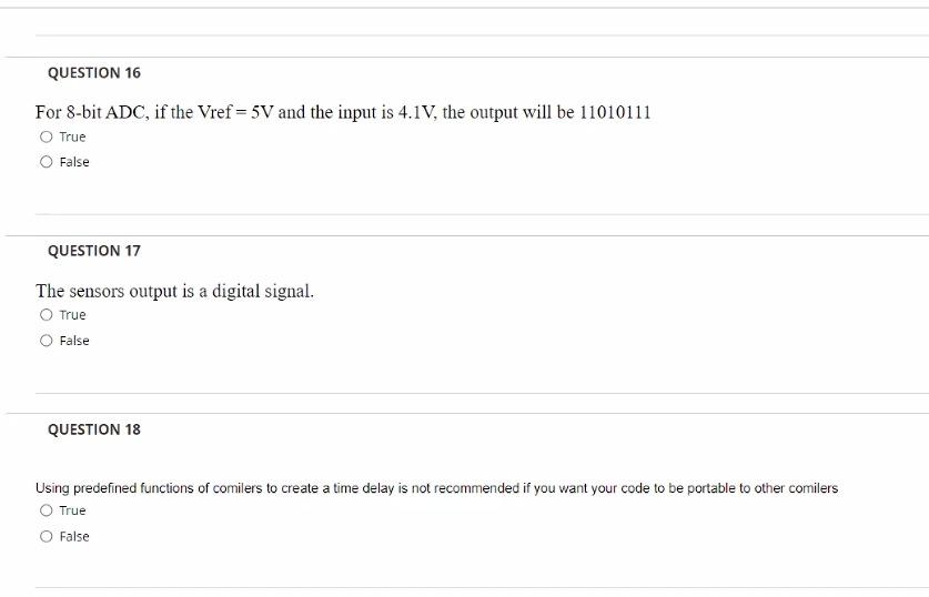 Solved Question 16 For 8 Bit Adc If The Vref 5v And The