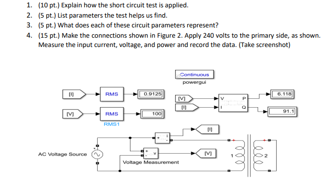 Solved 1. (10 pt.) Explain how the short circuit test is | Chegg.com