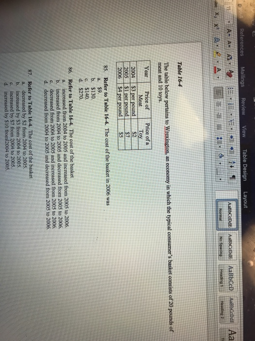 Solved References Mailings Review View Table Design Layout | Chegg.com