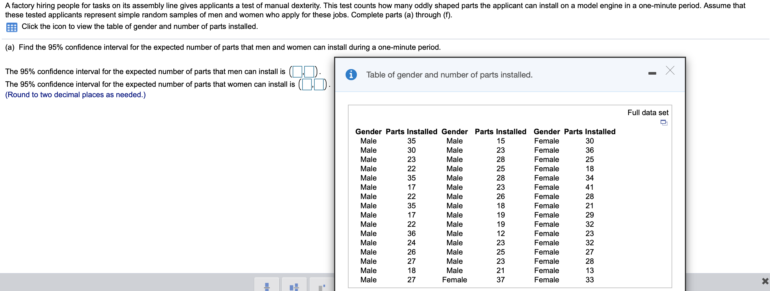Solved A factory hiring people for tasks on its assembly | Chegg.com