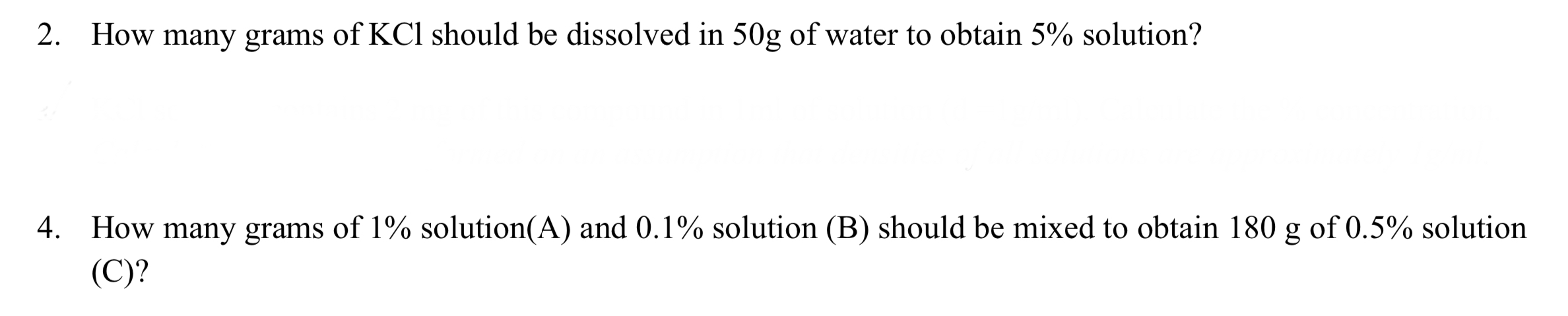 Solved 2. How many grams of KCl should be dissolved in 50g | Chegg.com