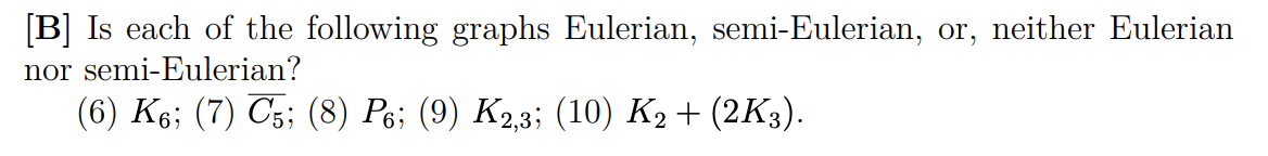 [B] Is each of the following graphs Eulerian, | Chegg.com