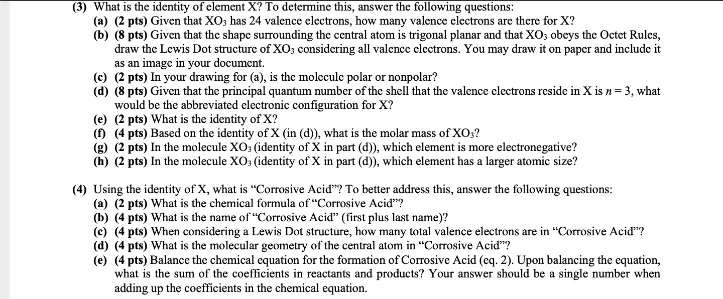 Solved (3) What is the identity of element X? To determine | Chegg.com