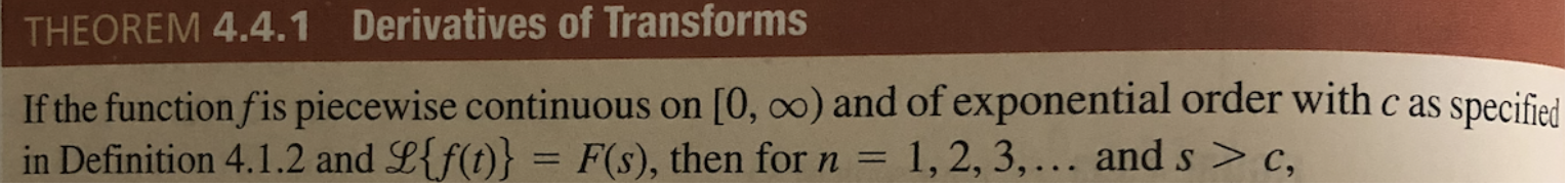 Solved THEOREM 4.4.1 Derivatives of Transforms If the | Chegg.com
