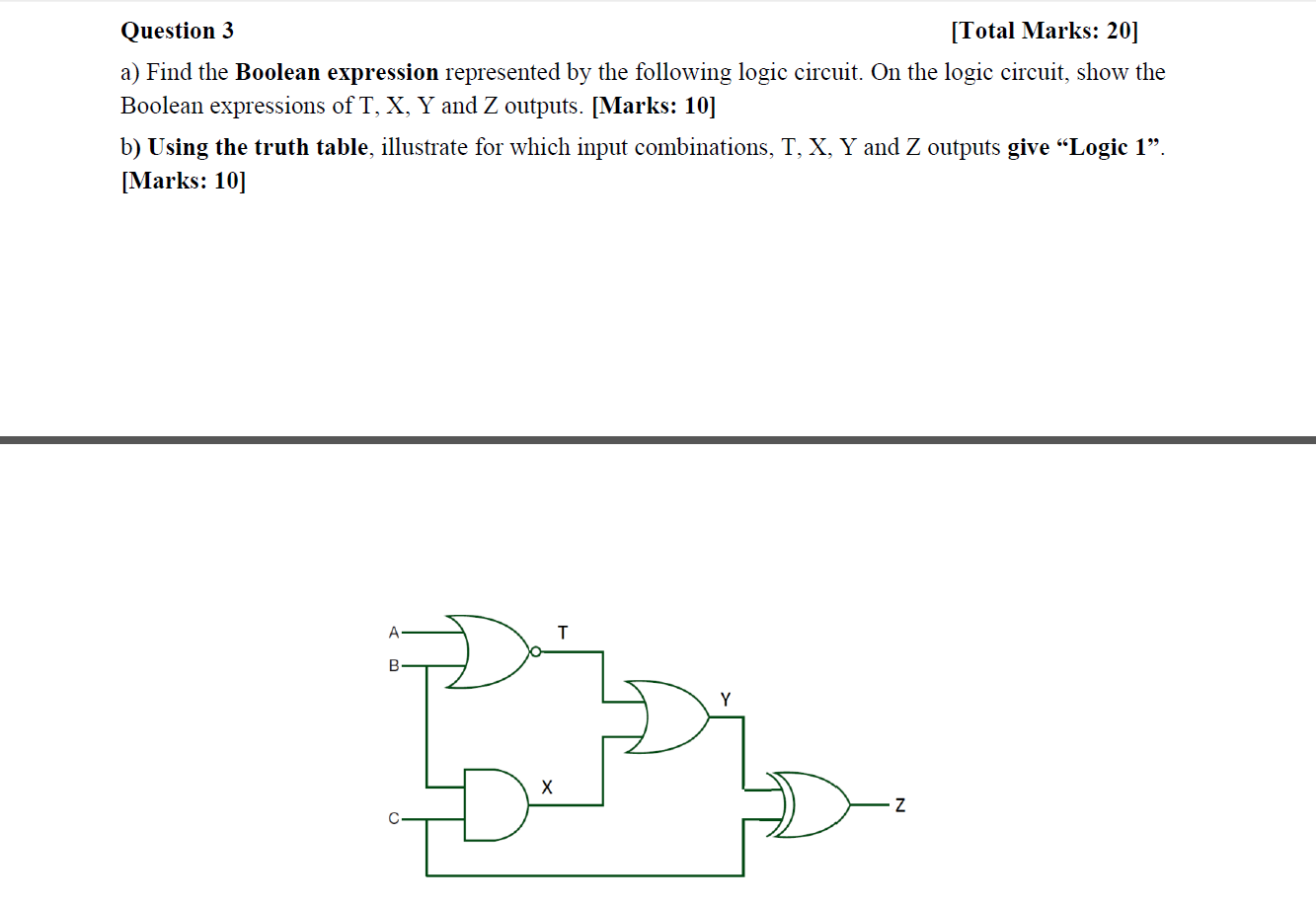 Solved Question 3 [Total Marks: 20] a) Find the Boolean | Chegg.com