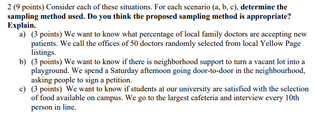 2 ( 9 points) Consider each of these situations. For | Chegg.com