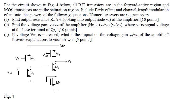 Solved For the circuit shown in Fig. 4 below, all BJT | Chegg.com
