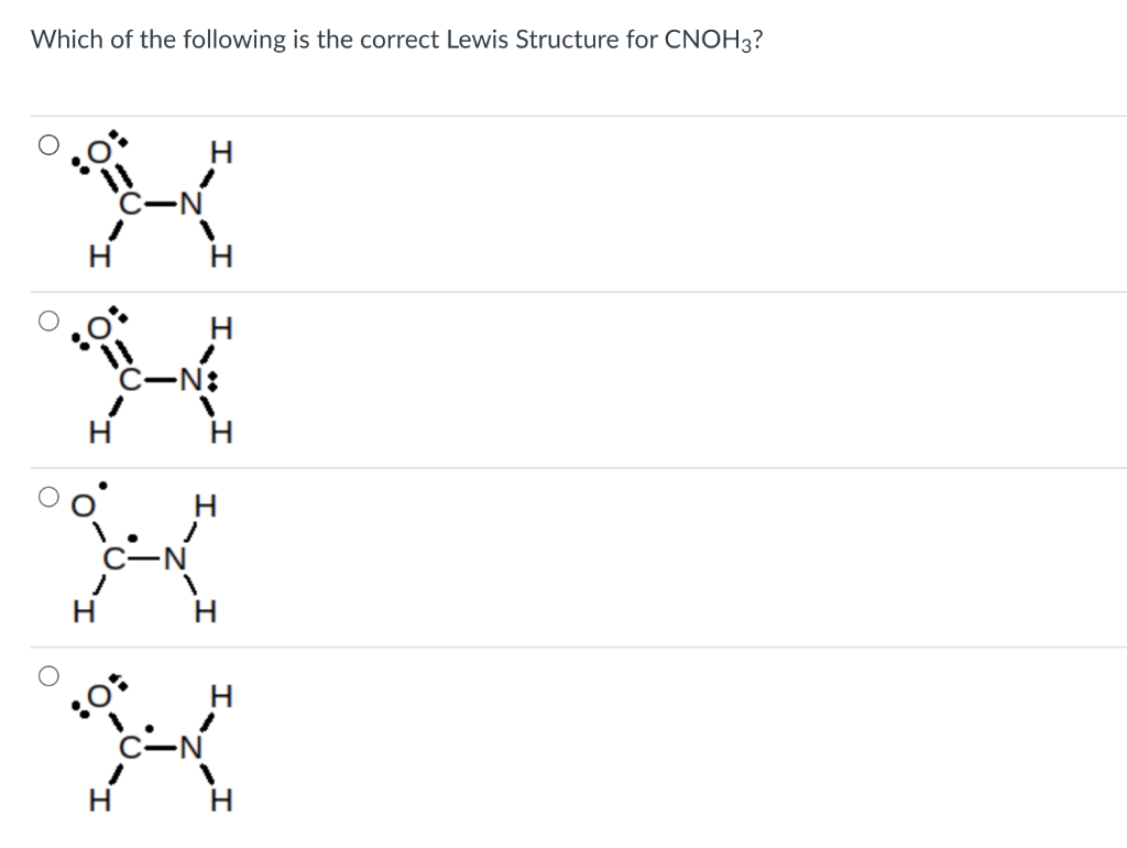 Solved Which of the following is the correct Lewis Structure | Chegg.com