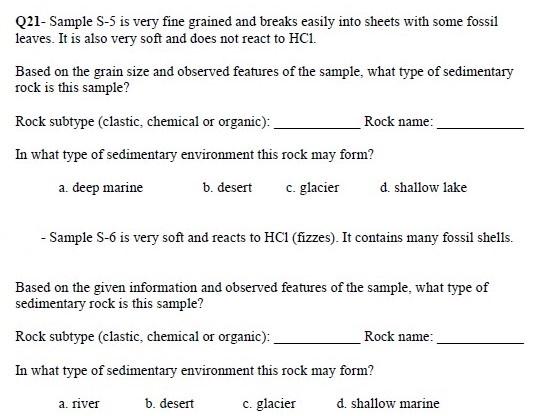 Solved cm 6 7 Figure 18. Sedimentary rock S-5. Figure 19. | Chegg.com