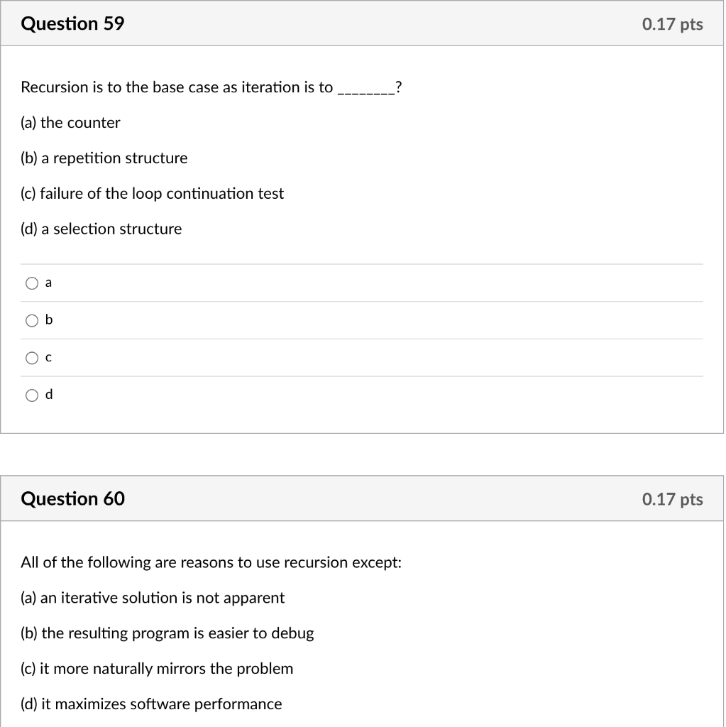 Solved Which Statement Is False A A Recursive Function Is 