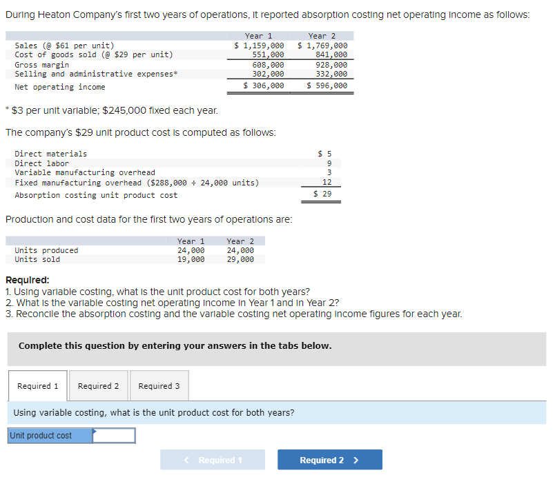 Solved Required 2 What is the variable costing net | Chegg.com