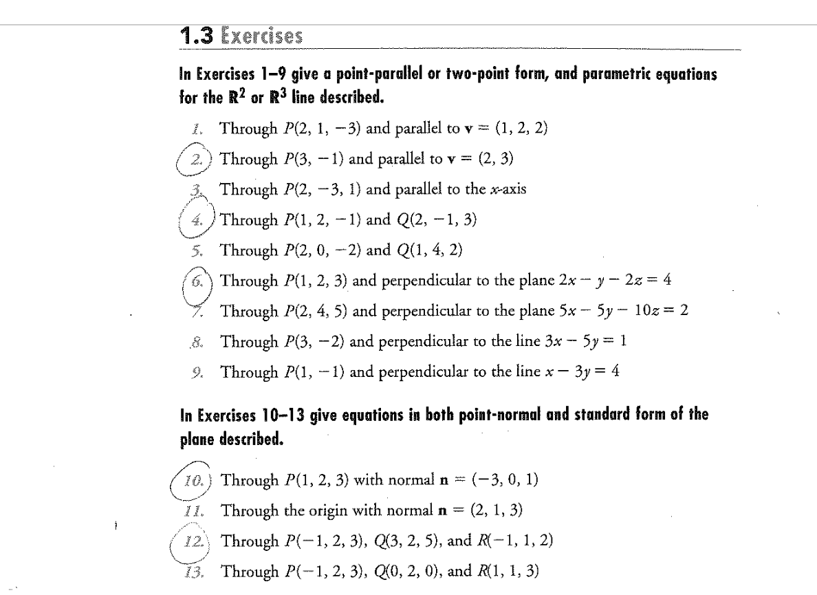 Solved 1.3 Exercises In Exercises 1-9 give a point-parallel | Chegg.com