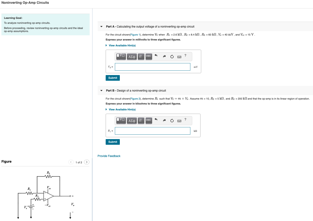 Solved Noninverting Op-Amp Circuits Learning Goal: To | Chegg.com
