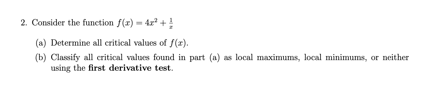 Solved 2. Consider the function f(x) = 4x2 + 1 = (a) | Chegg.com