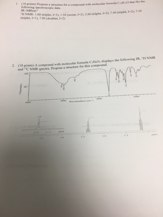 Solved Propose a structure for a compound with molecular | Chegg.com