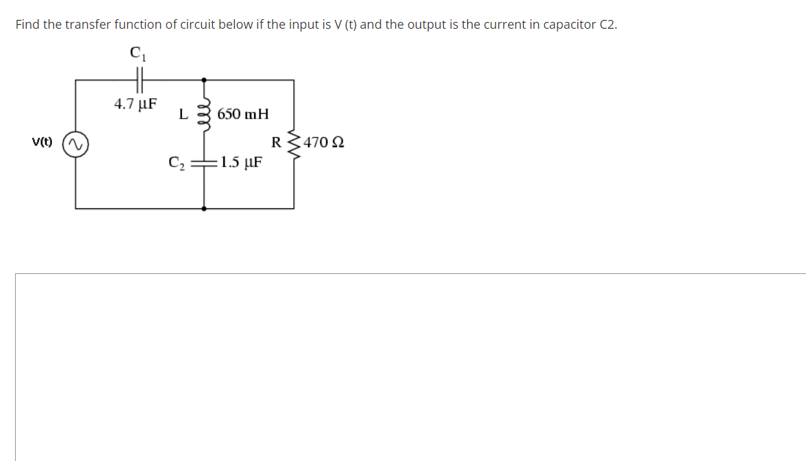 Solved Find the transfer function of circuit below if the | Chegg.com