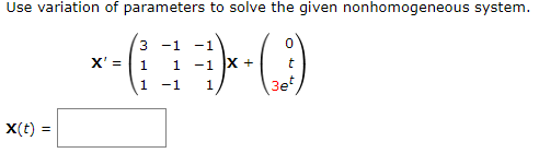 Solved Use variation of parameters to solve the given | Chegg.com