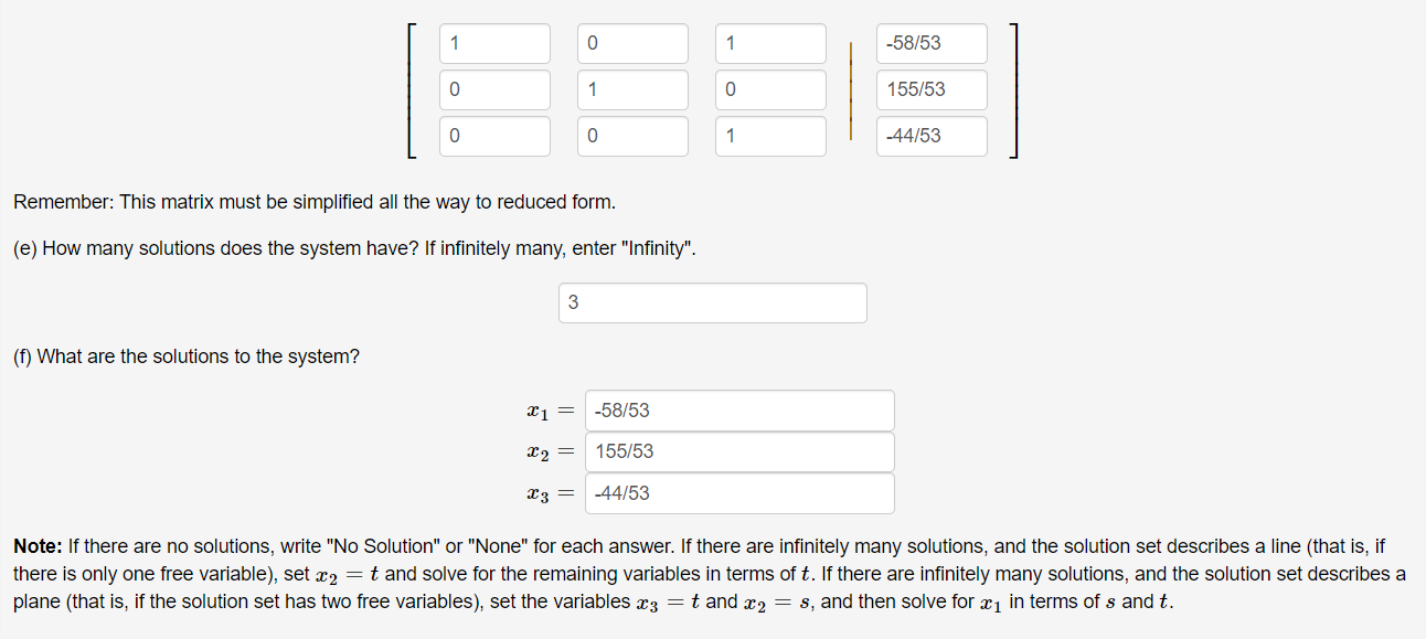 Solved (1 point) Solve the following system using augmented | Chegg.com