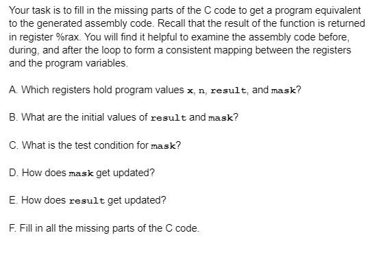 Solved 1. Consider the following assembly code: The | Chegg.com