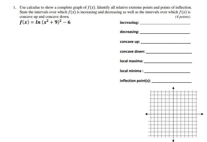 Solved 1. Use calculus to show a complete graph of f(x). | Chegg.com