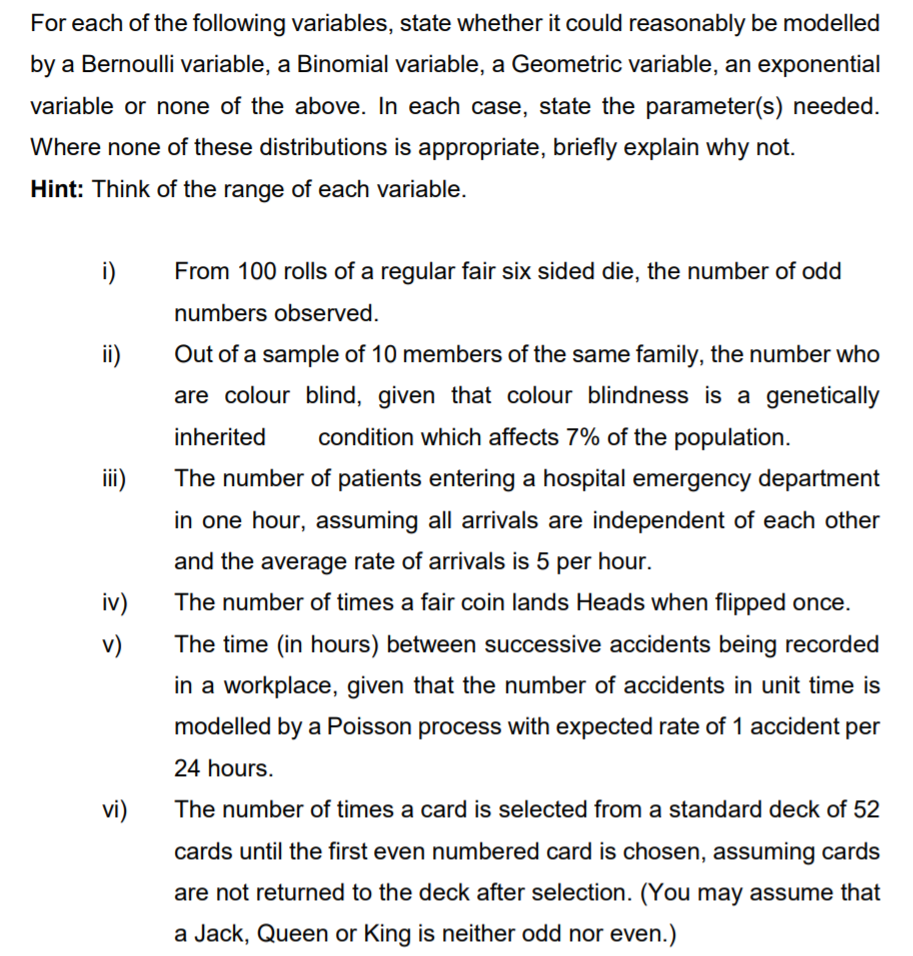 Solved For each of the following variables, state whether it | Chegg.com