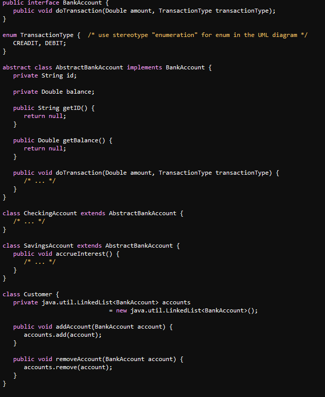 Solved Convert this Java code into a simple UML diagram. | Chegg.com